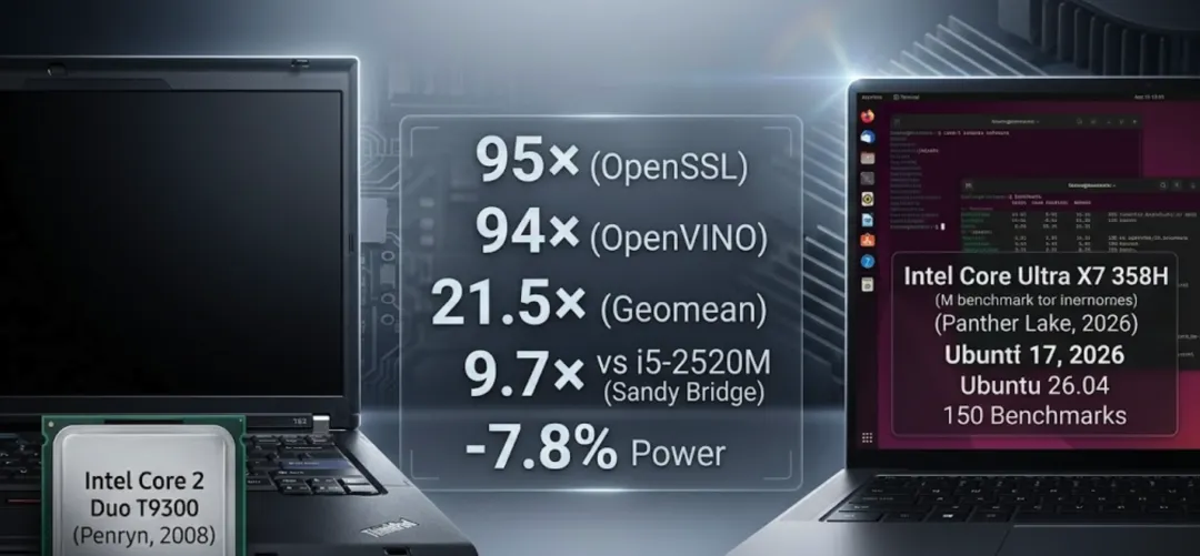 18 Years of Intel Mobile CPUs: A Phoronix Benchmark Deep Dive · KAD